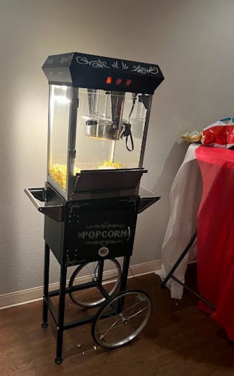 Popcorn Machine on a Cart - Luna Moon Bounce and Party Rental Spring TX
